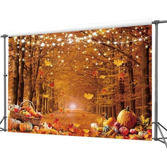 Holiday | 8x6ft Photography Backdrop Autumn Maple Forest Leaves Pumpkin ...